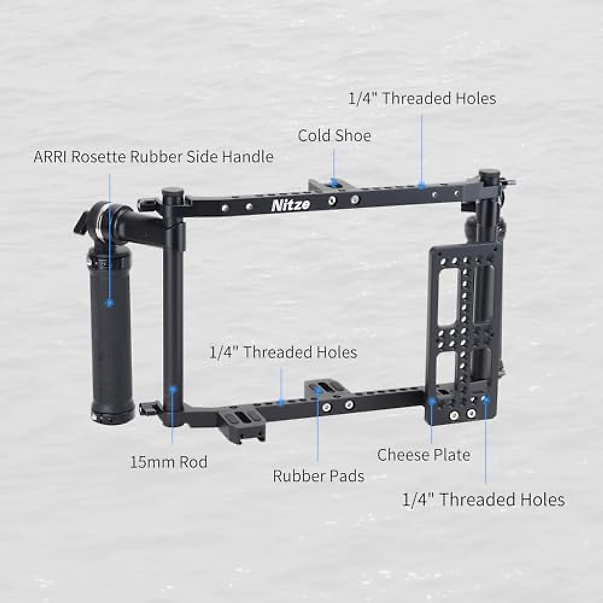 Nitze Director's Monitor Cage with Adjustable Handles for up to 9 Inch LCD Monitor Universal Monitor Cage - JSQ-002