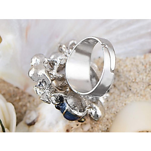 Alilang Womens Adjustable Silvery Tone Purple Rhinestones Spring Floral Flowers Ladybug Ring