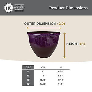 The HC Companies 9 Inch Pizzazz Decorative Round Planter - Lightweight Premium Resin Plant Pot with a Ceramic Look for Indoor Outdoor Use, Admiral Blue