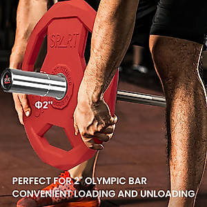 SPART Color Coded Weight Plate 2-Inch Rubber Coated Olympic Grip Plate for Barbell,Solid Cast Iron Weight Plates for Strength Training,Weightlifting,Crossfit,Home Gym, 275LB Combo