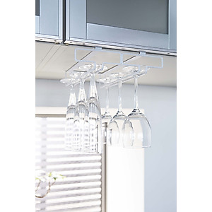 YAMAZAKI home 2464 Shelf Wine Glass Rack-Hanging Storage Holder, One Size, White