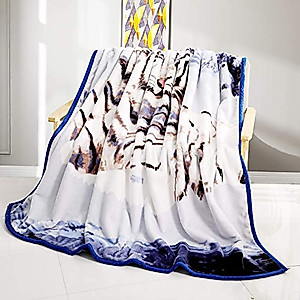 Faux Fur Throw Blanket Queen Size - 75"x90" Soft Plush Warm Faux Mink Bed - Blankets (Queen (75"x90"), Snow Tigers)