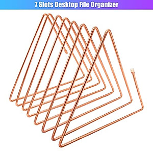 Adjustable Seven-Slot Golden Bookends, Metal Triangular Book Magazine Organizer, Vinyl Record Holder, Office, Desk Decoration