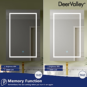 Deer Valley 24" W x 36" H Lighted Medicine Cabinet with Mirror, Led Medicine Cabinet for Bathroom with Defogger & 3-Color, Wall Mounted Mirrored Medicine Cabinets with Lights DV-1VM0187