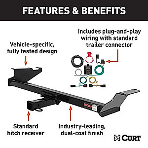 CURT 99301 Class 3 Trailer Hitch, 2-Inch Receiver, 4-Pin Wiring Harness, Select Chrysler Town & Country, Dodge Grand Caravan