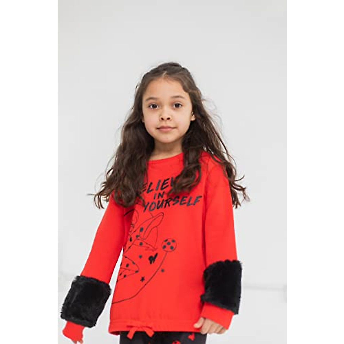 Miraculous Ladybug Little Girls Fleece Pullover Sweatshirt & Leggings Set Red/Black 7-8