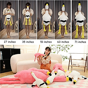 TZMAPU Giant Flamingo Stuffed Animal，63" Pink Flamingo Plush Pillow ，Stuffed Flamingo Soft Plush Doll Toys，Gift for Kids and Adults（Pink 63inch）