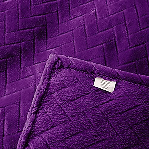 Whale Flotilla Plush Fleece Throw Blanket for Couch with Chevron Pattern, Decorative Soft Fluffy Throw Blanket for Sofa, Cozy and Lightweight, Purple, 50x65 Inch
