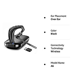 EKVANBEL Bluetooth Headset V5.1, Wireless Headset for Computer with 500mAh Charging Case, Bluetooth Earpiece with Noise Canceling Mic for Driving and Office. (USB-A Bluetooth Adapter Included)