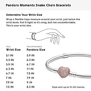 PANDORA Silver Bracelet w/Rose Pave Heart Clasp