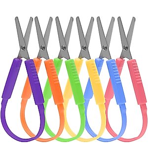 6Pcs Loop Scissors For Kids, Windspeed Spring Scissors Mini Training Loop Scissors Loop Scissors Colorful Grip Scissors Loop Handle with Easy-Open Squeeze Handles for Special Needs and Elderly