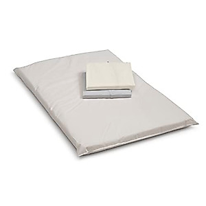 Delta Children Parker Mini Convertible Baby Crib with Mattress and 2 Sheets - Greenguard Gold Certified, Bianca White