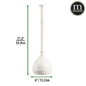 mDesign Plastic Modern Bathroom Storage and Cleaning Accessory Set - Includes Toilet Plunger, Bowl Brush, Wastebasket Trash Can/Garbage Bin - 3 Pieces - Hyde Collection - Cream/Beige