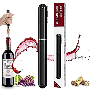 2-in-1 Air Pressure Wine Opener with Foil Cutter Wine Bottle Opener Easy-Open Air Pump Wine Opener Portable Travel Wine Corkscrew Handheld Wine Cork Remover, Best Gifts for Wine Lovers