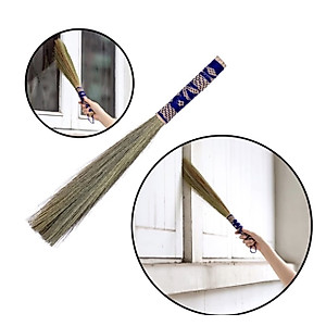 SN SKENNOVA - 14 inch Tall of Duster Brush Broom Bamboo Grass Embroidery Woven Nylon Thread Handle Multi Color on Random