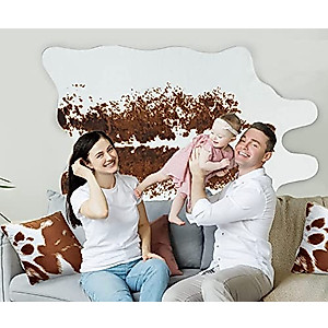 Soft Faux Cowhide Rug Large (4.6ft x 6.6ft) - with 2 Cushion Covers Set - Non-Slip - Cow Print Decor, Cruelty - Free Animal Hide Carpet - Farmhouse, Western Floor Rugs for Living Room, Bedroom, Office