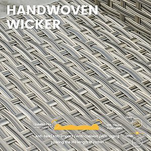 CAODOC Patio Furniture Sets 7 Pieces Outdoor Sectional Rattan Sofa Manual Weaving Wicker Patio Conversation Set with Ottomans and T Cushion(Black)