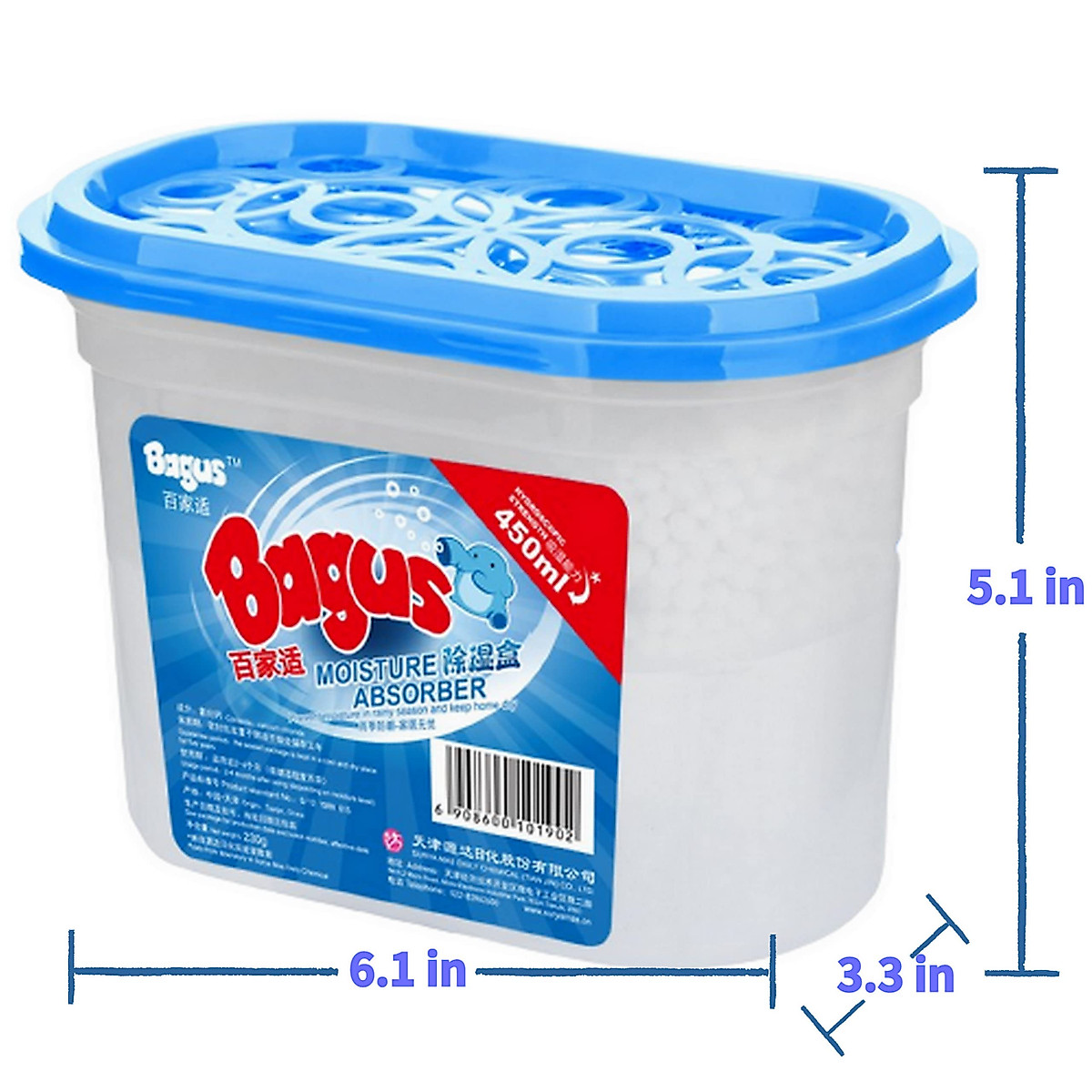 Bagus Moisture absorbers Boxes (6 Pack) - 10.5 Oz, Dehumidification Box, Moisture Absorber for Closet, Bathroom, Storage, Kitchens, Basement, Laundries, Spaces, Studies, Car, Boats, RVs, Boat Cabin.