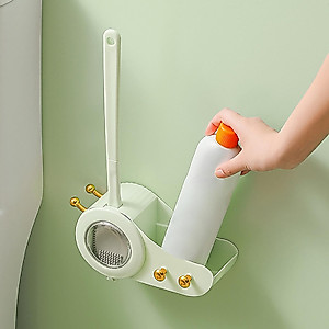 Long Handle Toilet Brush,Wall-Mounted Deep Cleaning Brush with Snail Shape Holder,Household Cleaner Bathroom Accessories Wall Mounted Toilet Brush for Bathroom Accessory Toilet Cleaning Brush