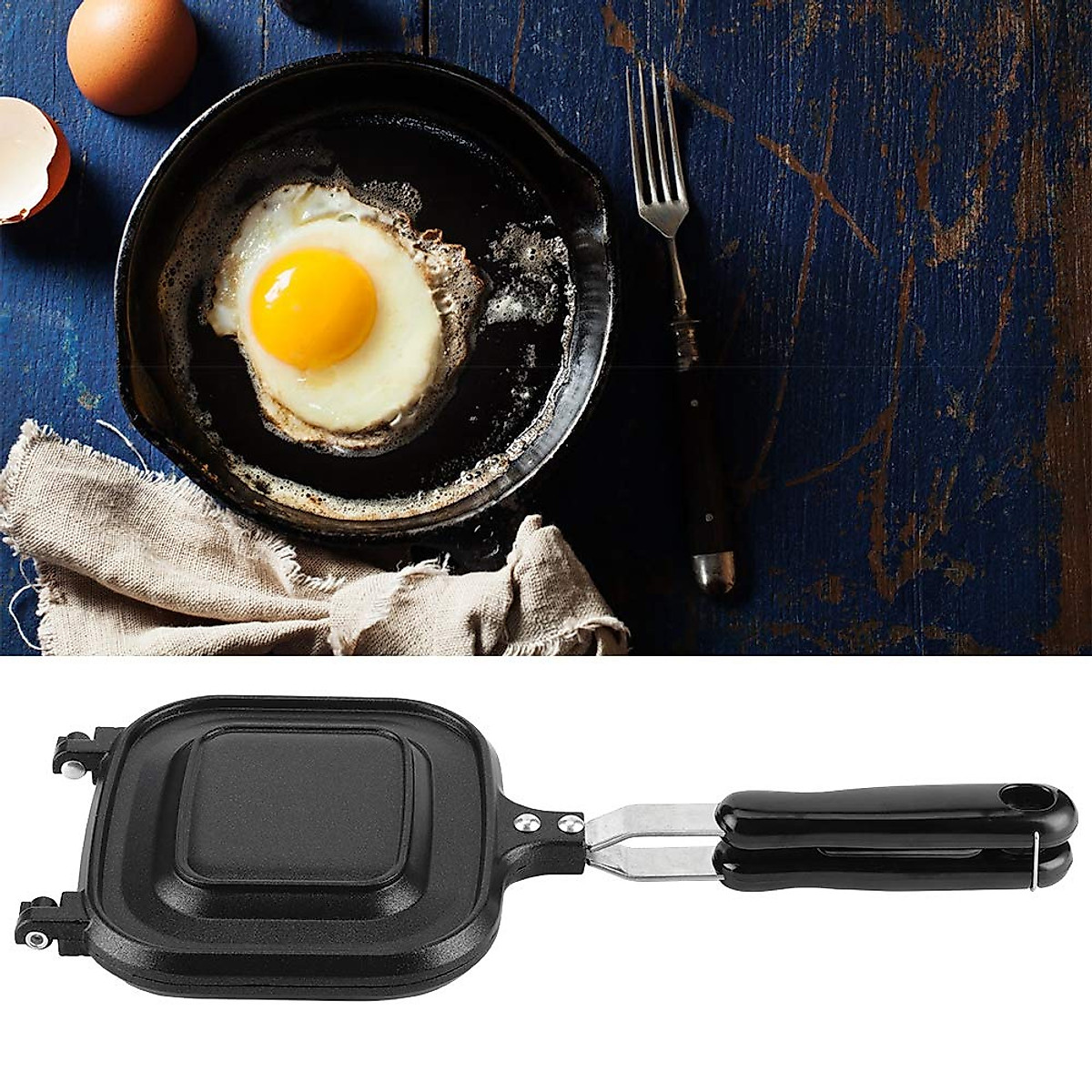Fry Pan,Double-Sided Multifunction Fry Pan Sandwich Toaster Breakfast Maker Nonstick Baking Pan Sandwich Maker