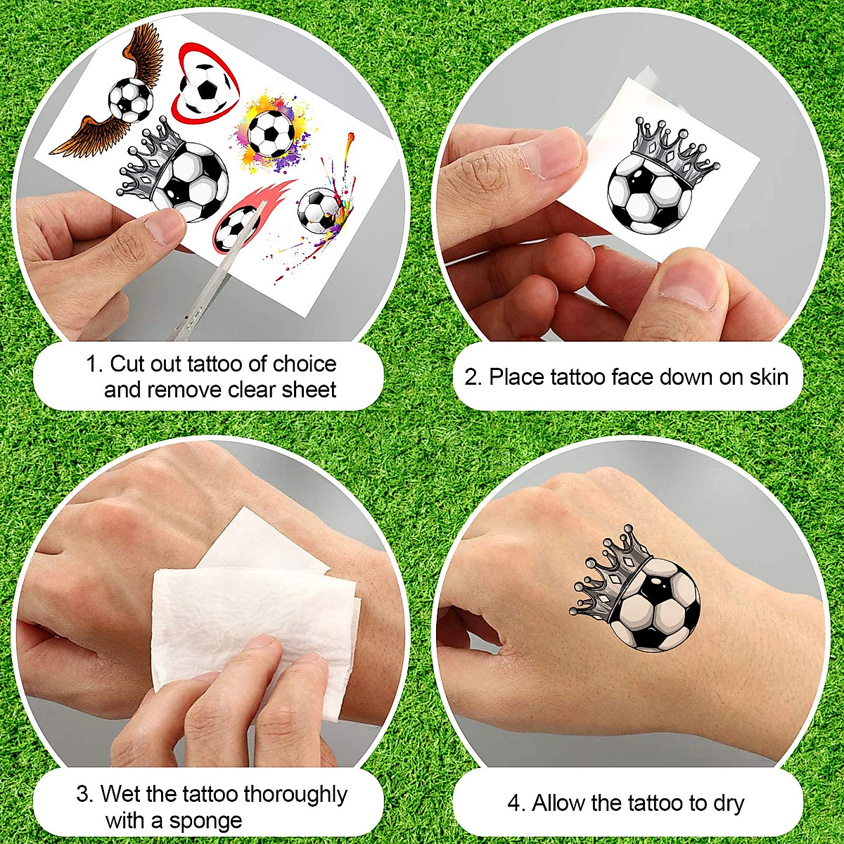 Qpout 14 Sheets Soccer Temporary Tattoos Soccer Ball Tattoos for Kids Boys World Cup Soccer Fake Tattoo Sticker, Children Birthday Party Bag & Stocking Filler Kids Game Gifts Party Favour Supplies