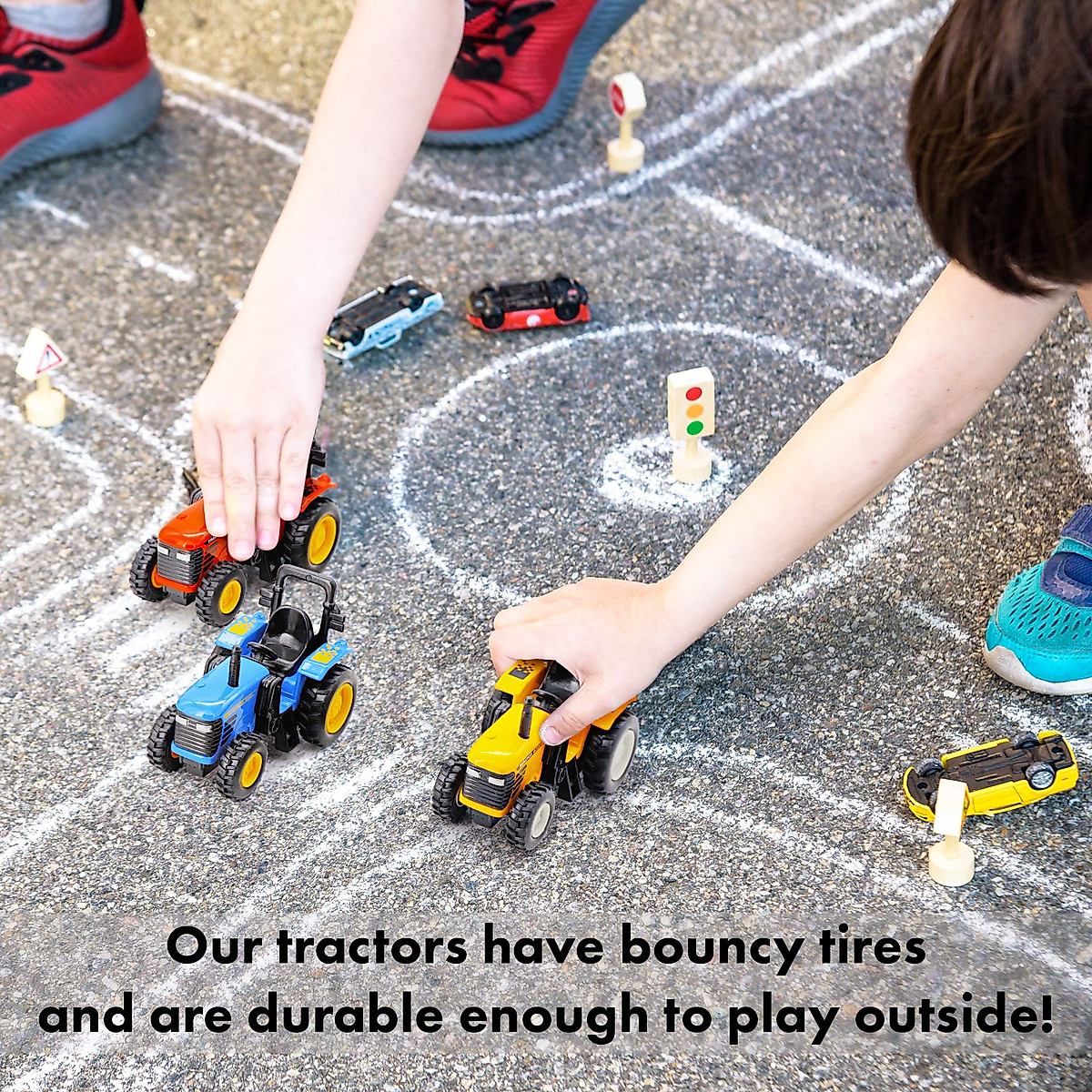 Srenta 4 inch Die Cast Pull-Back Monster Tractor, Pullback Farm Tractor, 3, Pack of 3