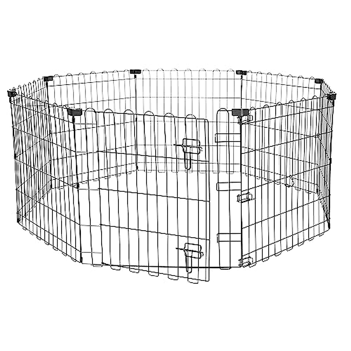 Amazon Basics - Octagonal Foldable Metal Exercise Pet Play Pen for Dogs, Fence Pen, Single Door, Extra Small, 60 x 60 x 24 Inches, Black