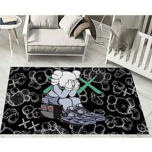 Hypebeast Area Rug 3D Digital Print Modern Abstract Art Pop Carpet Cool Hypebeast Room Decor Rug for Living Room Bedroom Playroom Non-Slip Floor Mat 5' x 7'