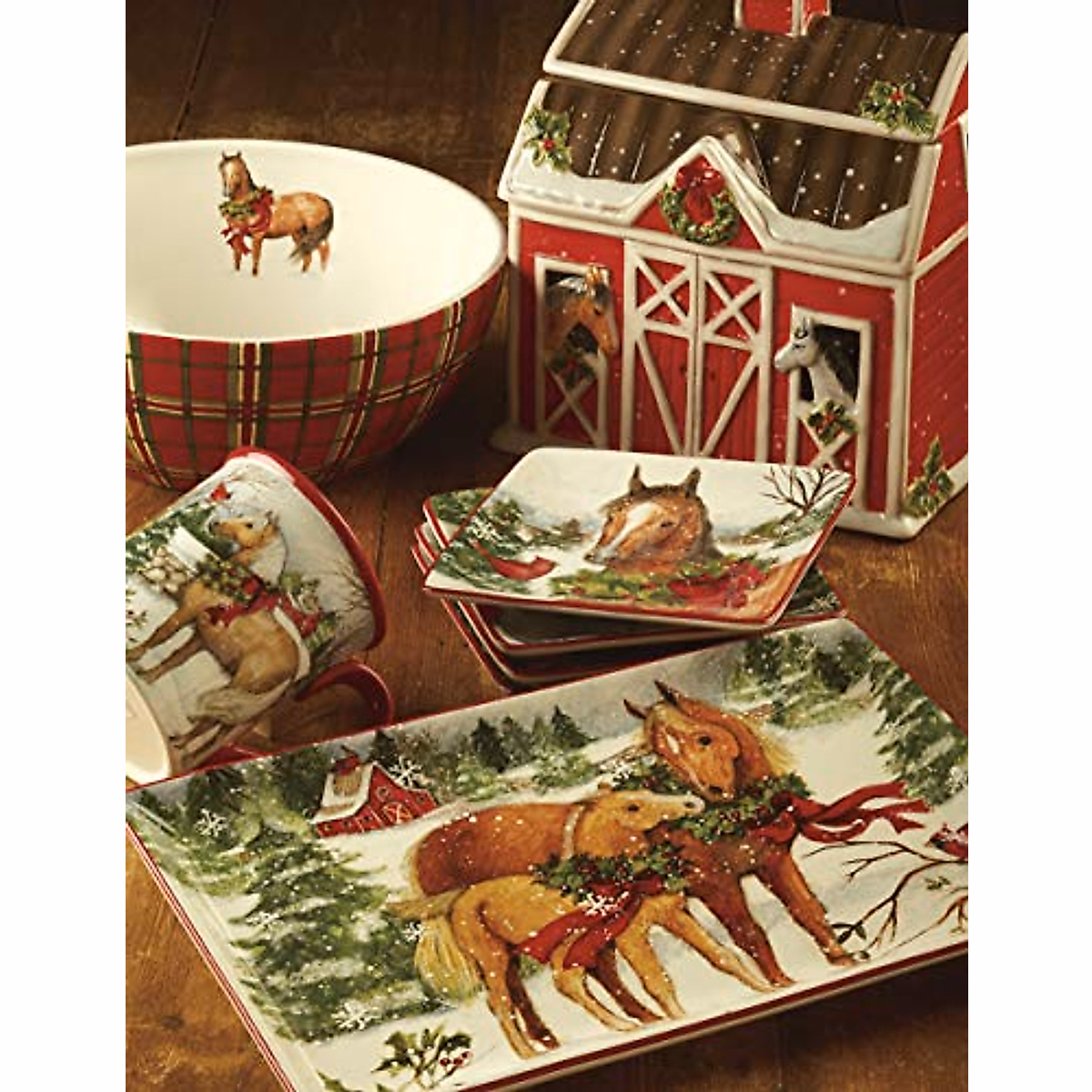 Certified International - 22800SET4 Certified International Christmas on The Farm 10.5" Dinner Plate, Set of 4, One Size, Mulicolored