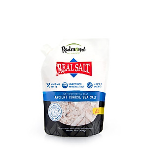 Redmond Real Sea Salt - Natural Unrefined Gluten Free, Coarse Salt with Coarse Grinder (Original Bundle)