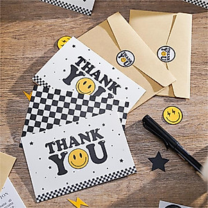 Whaline 20Pcs Thank You Greeting Cards with Envelopes and Stickers One Happy Dude Theme Thank You Cards Perfect for Back to School Wedding Graduation Baby Shower Bridal Shower Birthday Decor