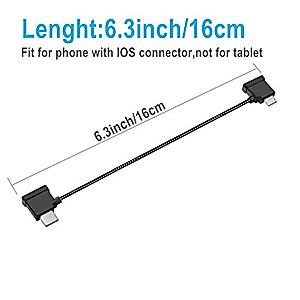Hanatora 6.3 Inch USB C to iOS Remote Controller Cable for DJI Mavic 3,Mini 2,Air 2S,Mavic Air 2,Phone Nylon Braided RC Data Cord Accessories(iOS Connector)