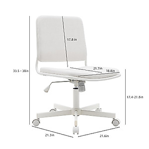 Hoxne Adjustable Ergonomic Office Chair with Lumbar Support, Breathable Polyester Cloth Fabric Padded Seat Backrest, Heavy-Duty Swivel Castersfor Home and Office Use - Beige