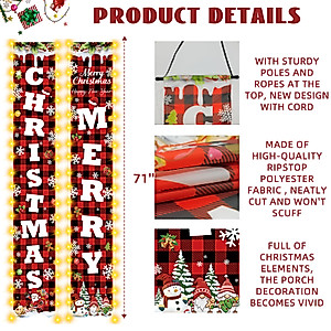 Christmas Porch Signs Banner for Outdoor Christmas Decorations with Lights, Merry Christmas Sign Hanging Door Banners(71"x 12") for Home Wall Front Indoor Yard Merry Christmas Banner