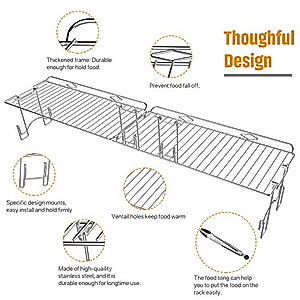 RUSFOL Durable Stainless Steel Griddle Warmimg Rack with a Food Tong, Compatible with 36" Blackstone Griddle, Keep Your Food Warm & Spa ce Saving BBQ Accessories, Free from Drill Hole&Easy to Install