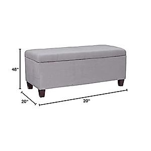 Linon Carmen Shoe Storage Ottoman, Grey, 20" x 48" x 20",