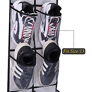 MISSLO Over The Narrow Door Shoe Organizer with 12 Crystal Pockets Hanging Closet Door (2 Packs, White)