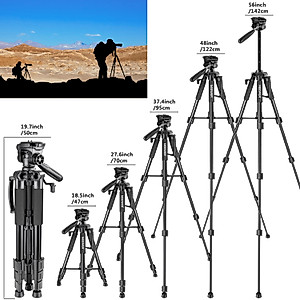 Neewer Portable 56 inches/142 centimeters Aluminum Camera Tripod with 3-Way Swivel Pan Head,Bag for DSLR Camera,DV Video Camcorder Load up to 8.8 pounds/4 kilograms Black(SAB234)