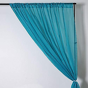 BalsaCircle 10 feet x 10 feet Turquoise Sheer Voile Backdrop Drapes Curtains 2 Panels 5x10 ft - Wedding Ceremony Home Decorations