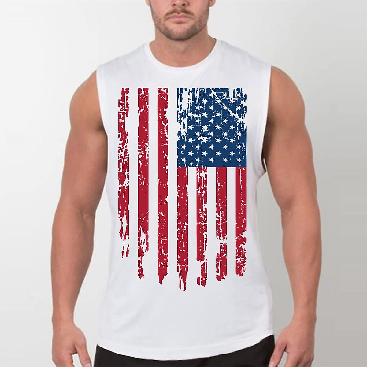 Heralady 4th of July Shirts Mens Muscle Tank Top Sleeveless Graphic Gym Workout American Flag Shirt P5 XLarge