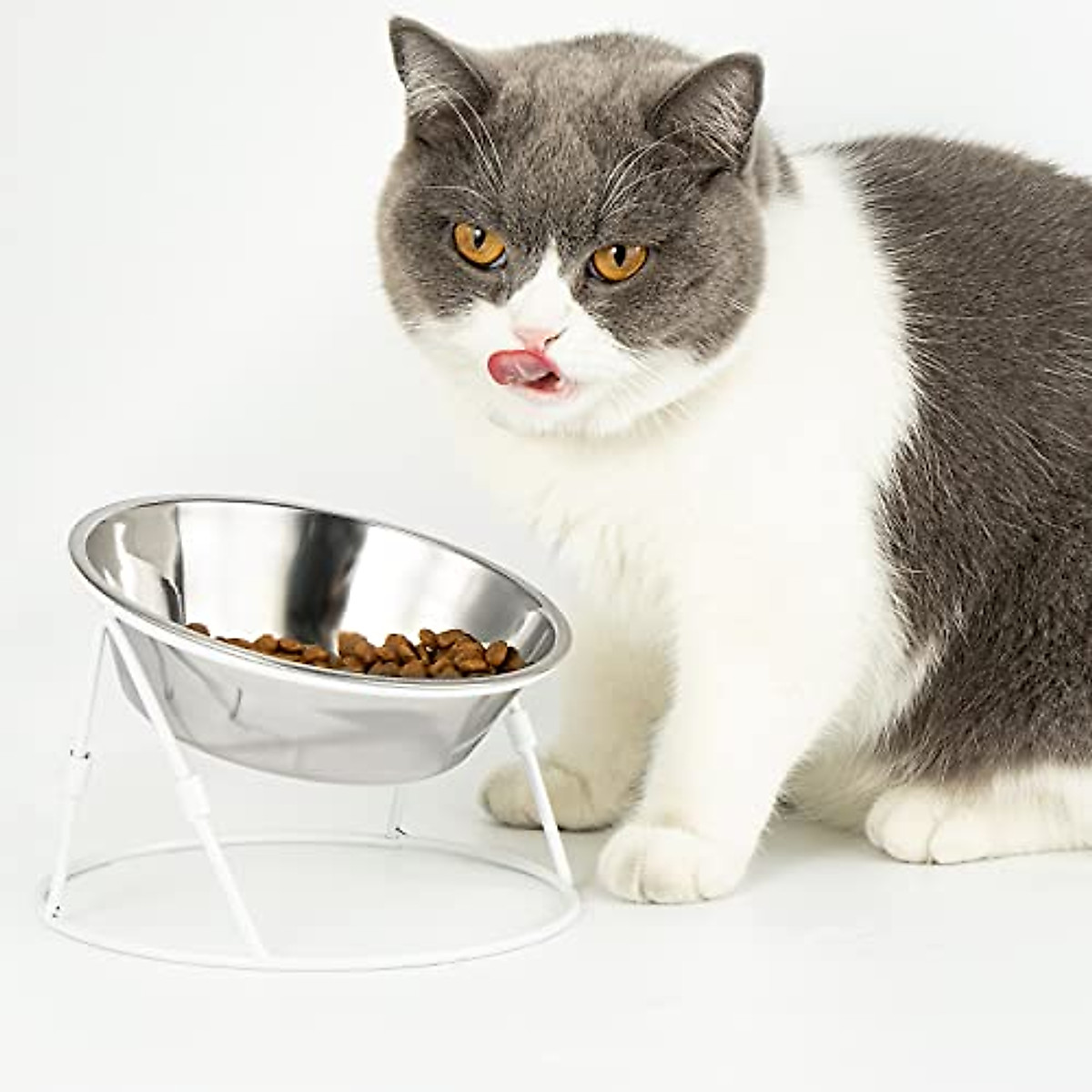 Yangbaga Raised Cat Food & Water Bowl, 4.96 in High Cat Food Bowl for Indoor Cats, Reduce Neck Burden & Easy to Clean