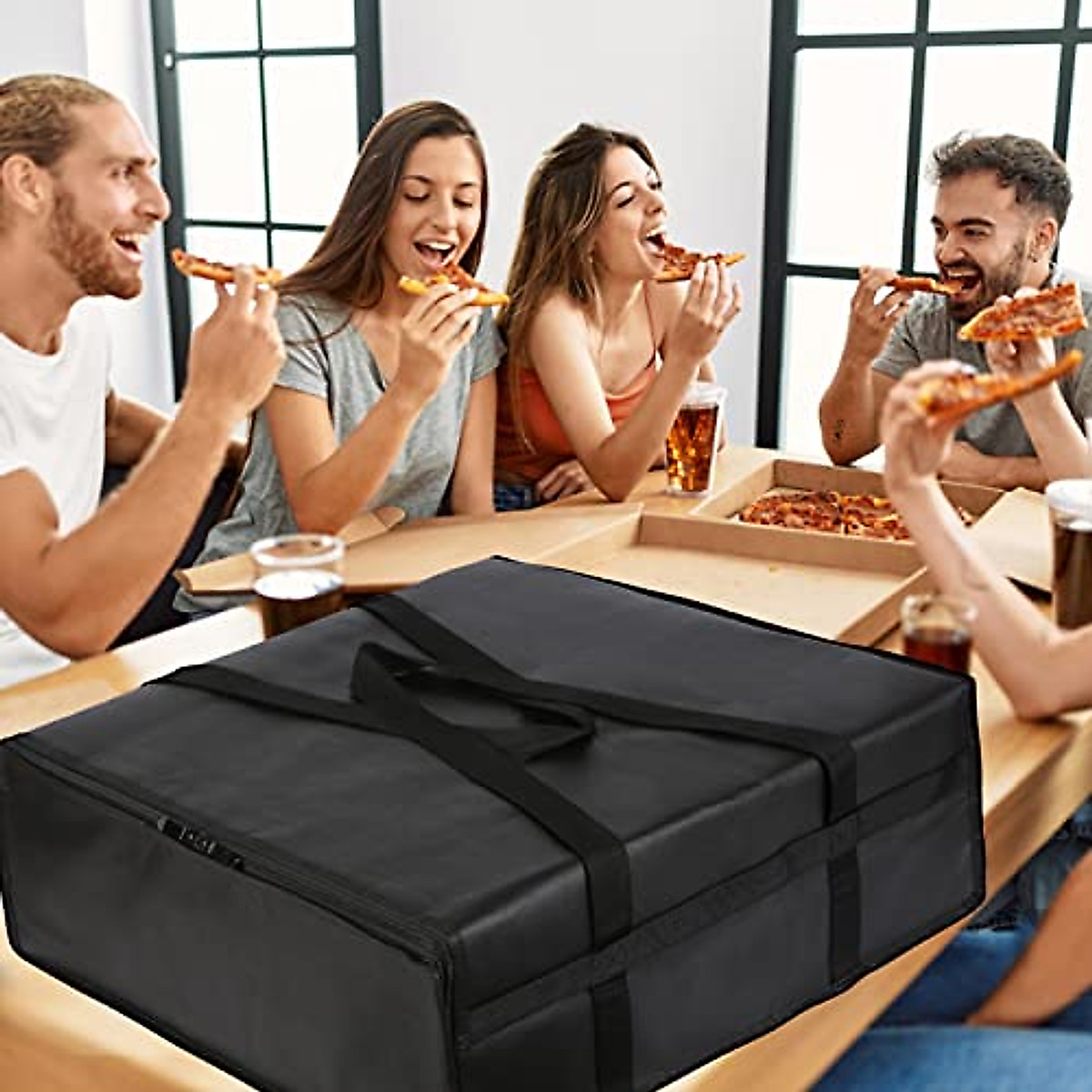 Pizza Bag for Delivery Bag Pizza Carrier Insulated Bags Large for Deliveries, 20x20 inch inches 20 in Food Bag for Personal and Professional Use 18 Black