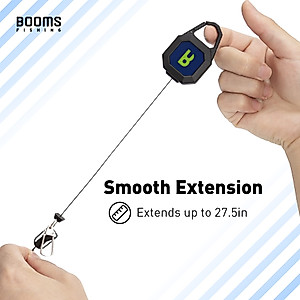 Booms Fishing RG4 2-Pack Fly Fishing Retractor, Locking Retractable Gear Tether, Heavy Duty Retractable Keychain with 27.5” Steel Retractable Cord, 7.7oz Black