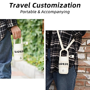 BJPKPK 13oz Insulated Loop Tumbler With Lid And Handle Stainless Steel Travel Coffee Mug Thermal Cups,Beige