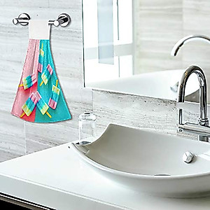 YYZZH Fruit Popsicle Ice Cream Stick On Pastel Color Blue and Pink Soda Strawberry Lemon Popsicle Kitchen Hand Towels with Hook & Loop Set of 2 Absorbent Bath Hand Towel Hanging Tie Towel