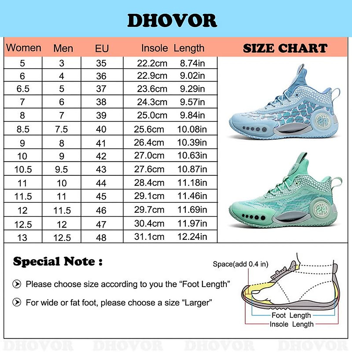 DHOVOR Mens Womens Basketball Shoes, Unisex Adult Fashion Basketball Sneakers, Non Slip Basketball Trainers, Sports Shoes for Mens Indoor and Outdoor Green