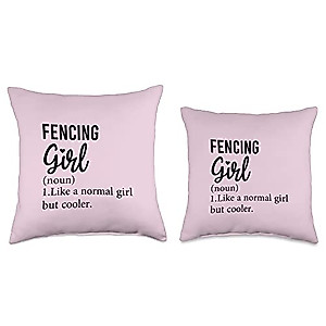 Fencing Girl Definition Funny, Cool Fencing Lover Throw Pillow, 18x18, Multicolor