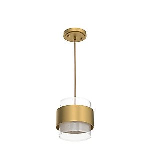 CLAXY Modern Brass Kitchen Pendant Light Height Adjustable Pendant Light Clear Glass Shade