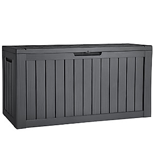 YITAHOME 80 Gallon Resin Deck Box, Outdoor Lockable Storage Box for Patio Furniture, Waterproof Patio Deck Box for Cushions, Pool Supplies, Sports Equipment and Garden Tools, Black