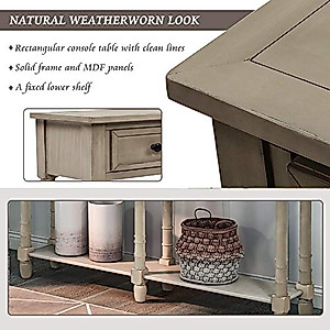 HOUAGI Console Table with 2 Storage Drawers and Bottom Shelf,Retro Entryway Table,Sofa Table Entrance Table for Entryway,Hallway,Living Room,Foyer, Corridor,Office,Easy Assembly